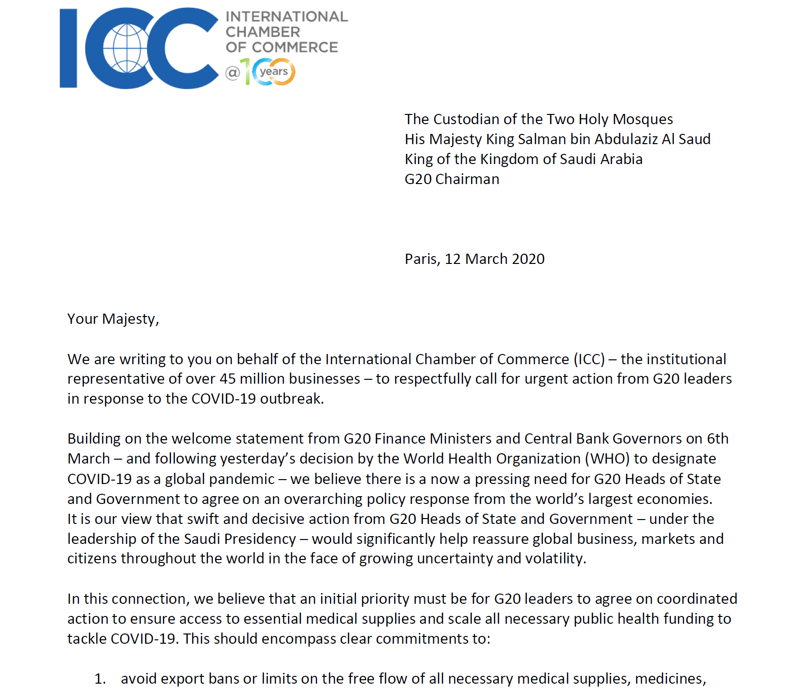 ICC calls for urgent action from G20 leaders in response to COVID-19 ...