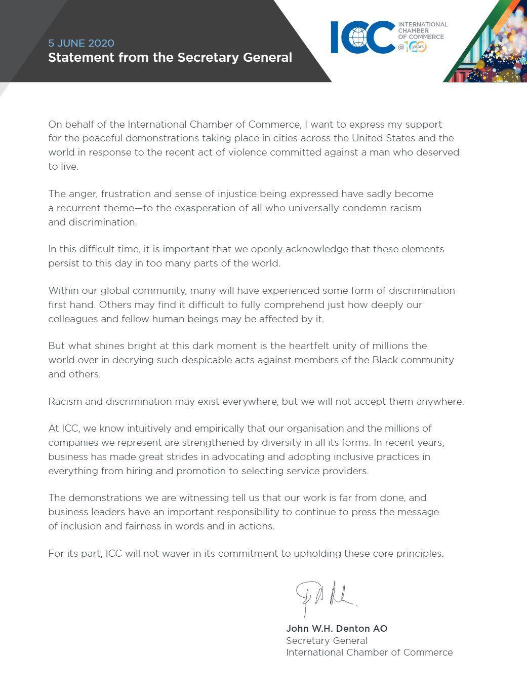 ICC will not waver in its commitment to upholding core principles of ...