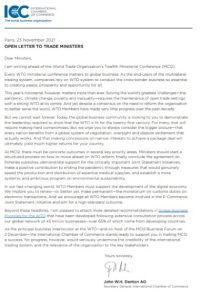Open letter to Trade Ministers - ICC - International Chamber of Commerce